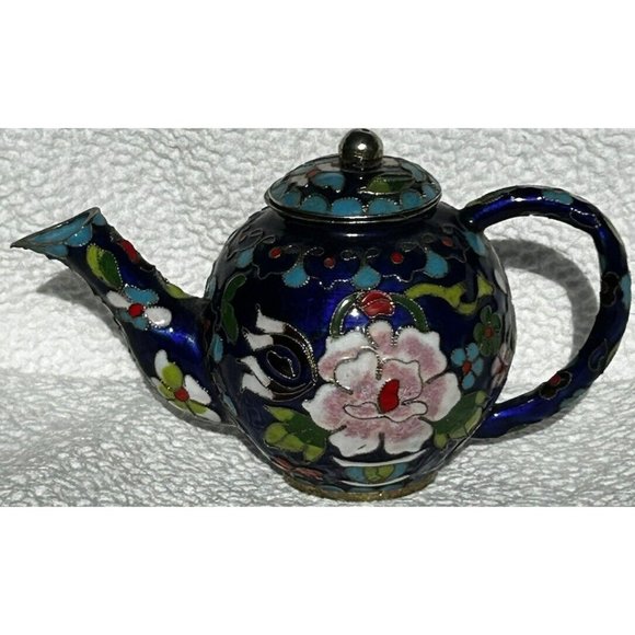 Unmarked | Accents | Miniature Tea Pot Brass Cloisonn Bright ...